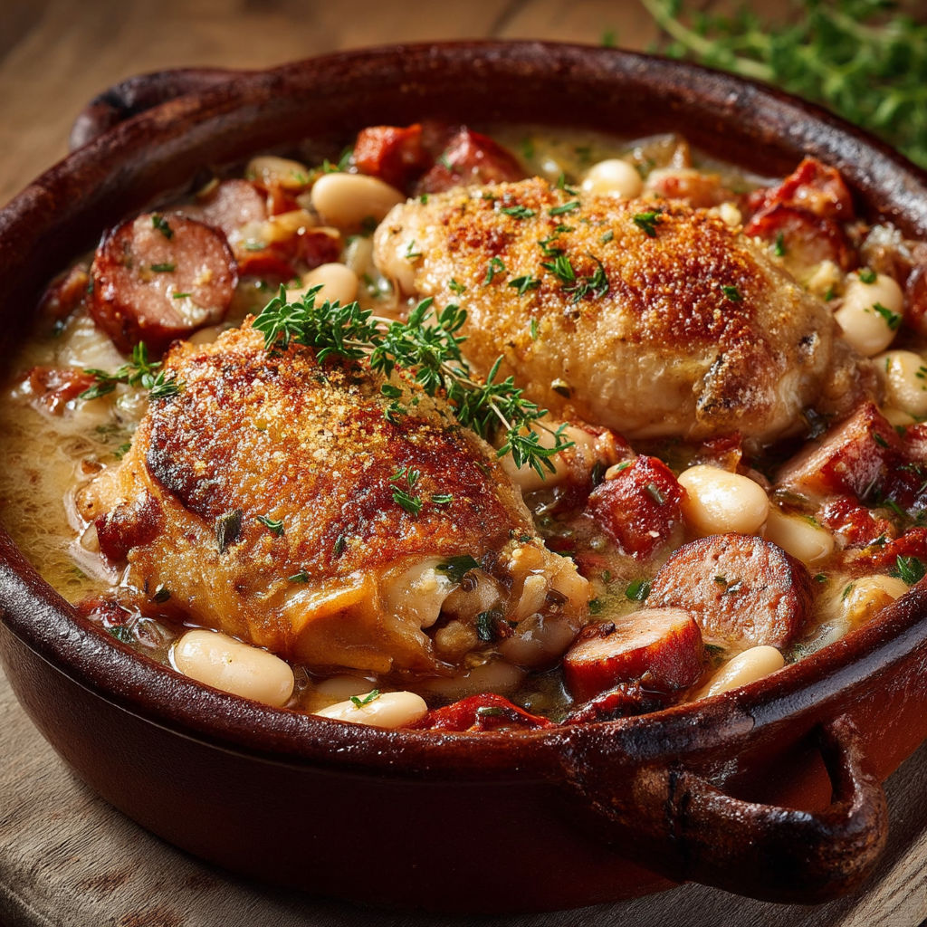 Cassoulet traditionnel au poulet et saucisse façon mamie - TopAssiette.com
